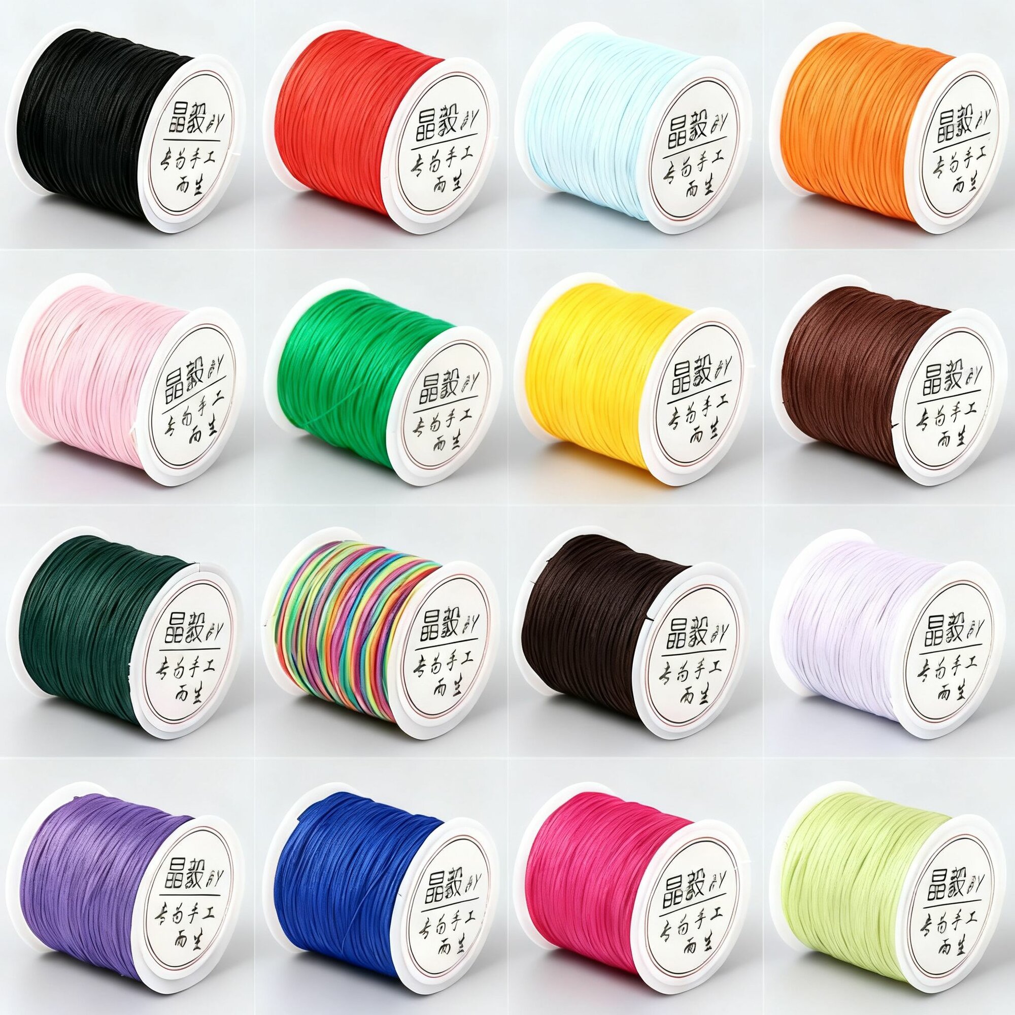 Нить для рукоделия, шнур для плетения браслетов, украшений, нейлоновая нить Шамбала, 0.8mm 30m,16шт, разноцветный