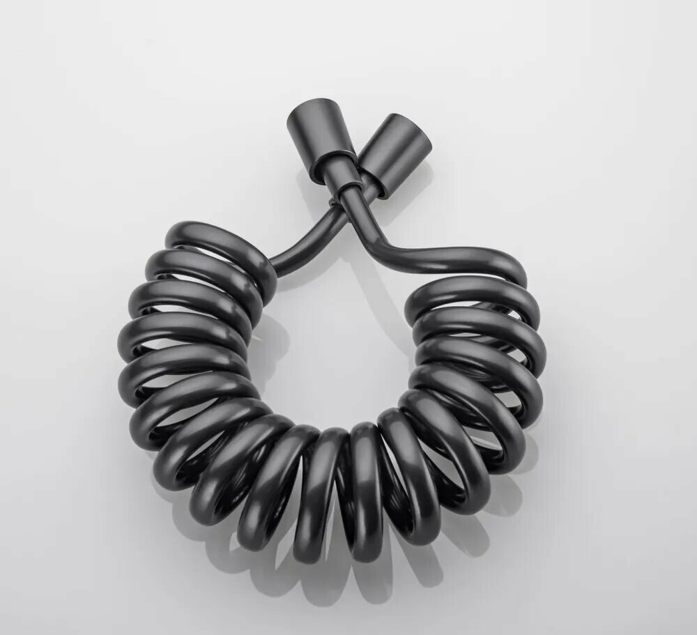 2.5м Шланг для душа спиральный телескопический усиленный, не перекручивается благодаря подшипнику, медная гайка, 1/2", длина 250см