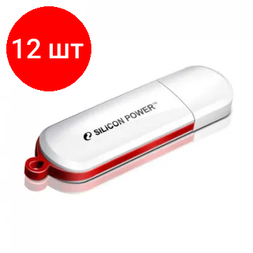 Комплект 12 штук, Флеш-память Silicon Power LuxMini 320, 16Gb, USB 2.0, бел, SP016GBUF2320V1W