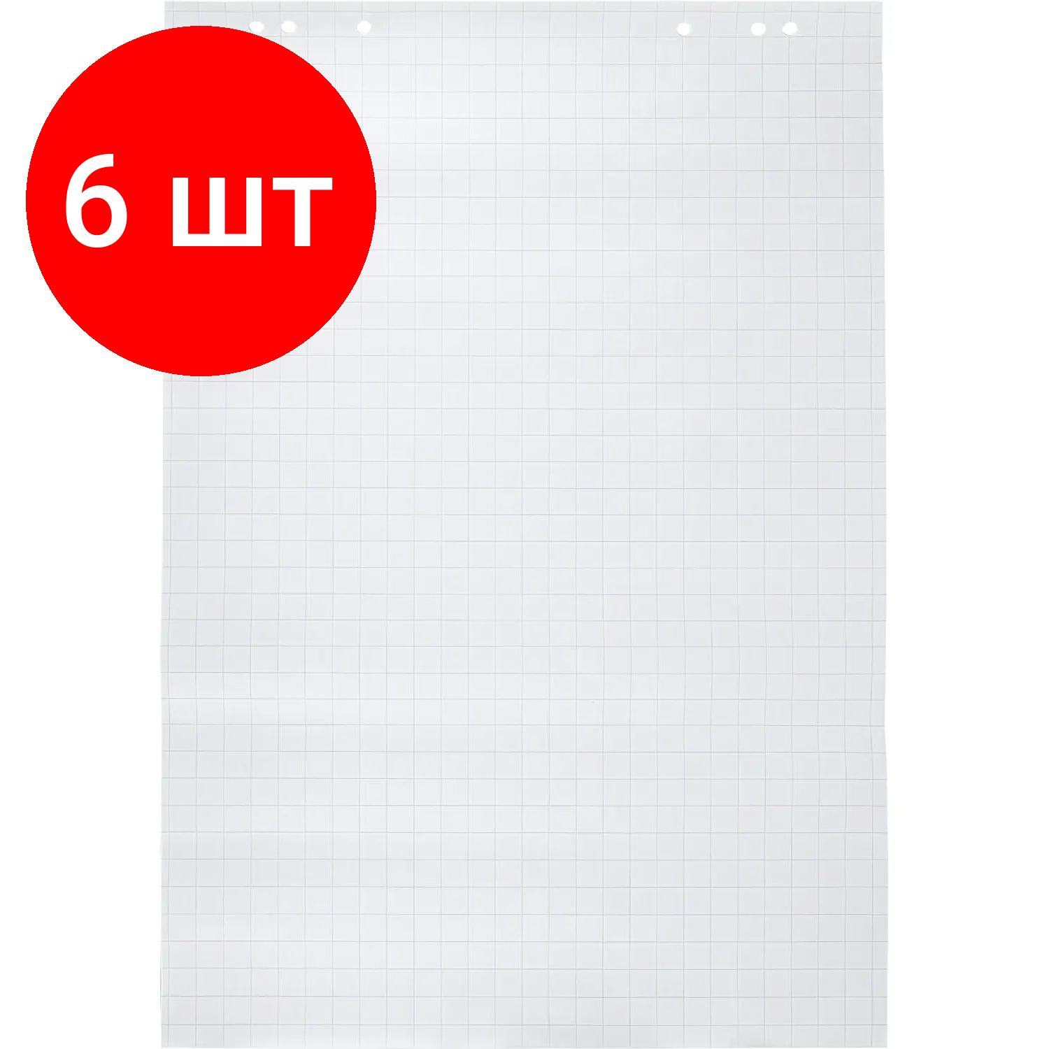 Комплект 6 штук, Бумага для флипчартов блок бумаги д/флипчартов клетка 67.5х98 20 л. 80гр.