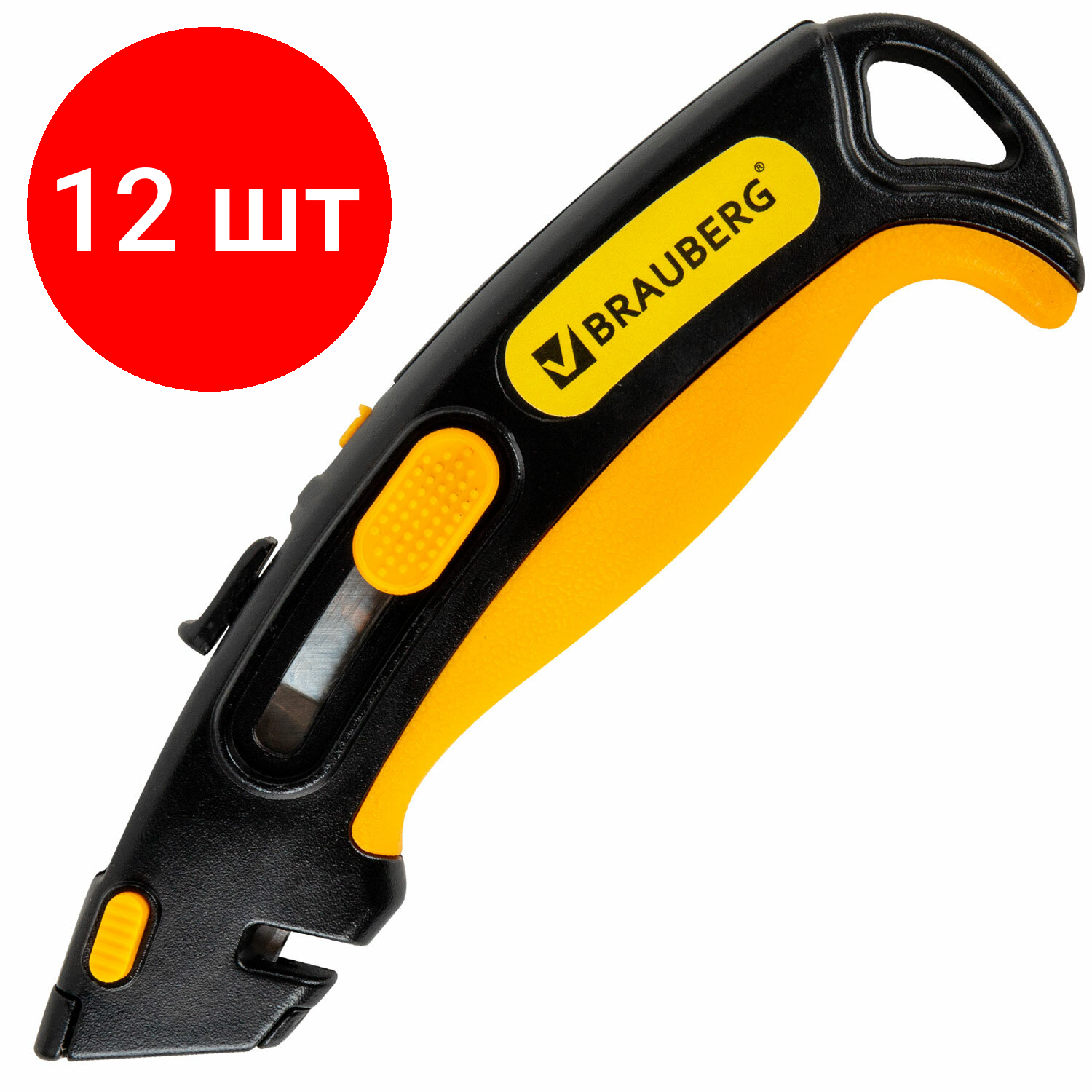 Комплект 12 шт, Нож универсальный мощный, BRAUBERG METALLIC PRO, автофиксатор, функция автовозврата, 238737