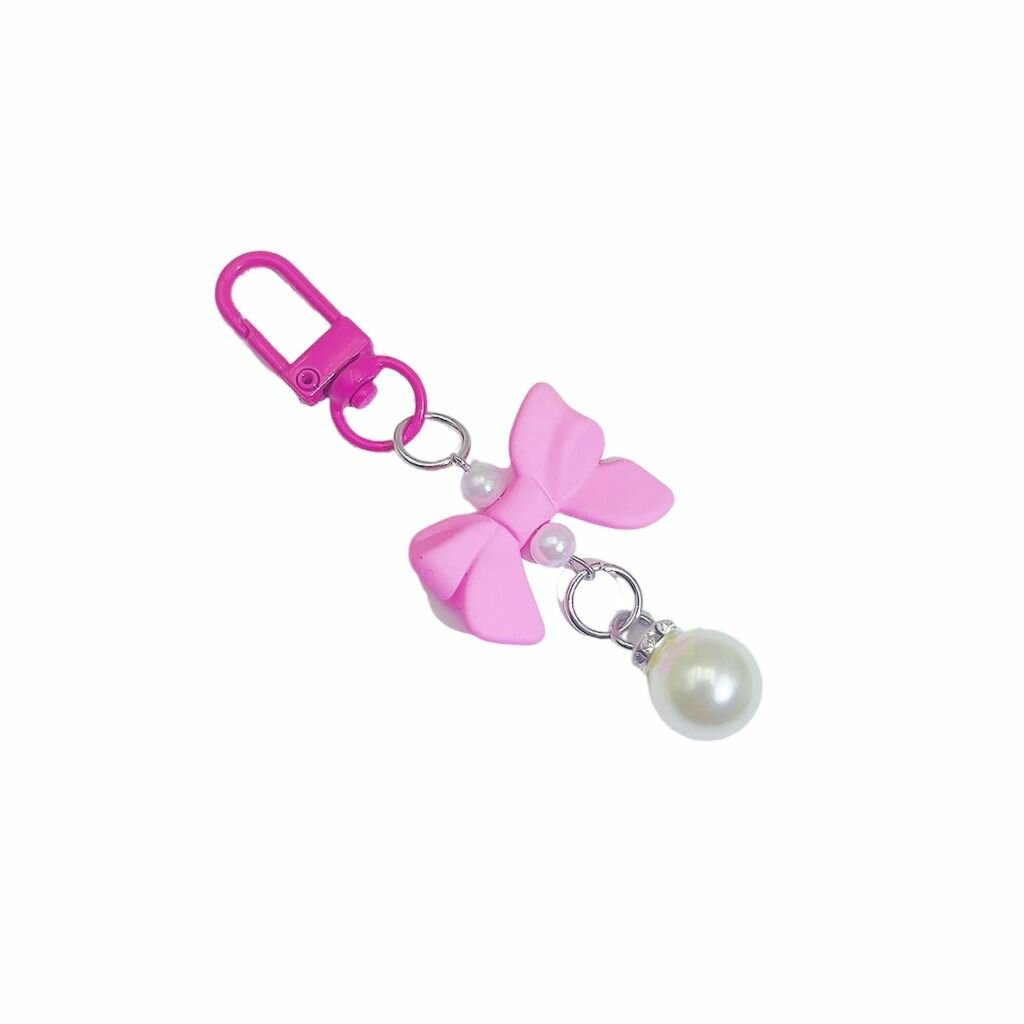 (1шт) Бант карамельного цвета, короткая подвеска с жемчугом, аксессуары для мобильных телефонов-розово-красный