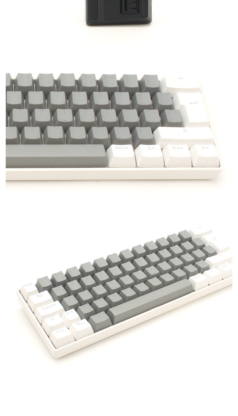62-Клавишная Механическая Клавиатура с RGB-Подсветкой для Игр и Офиса, Серо-белый Цвет