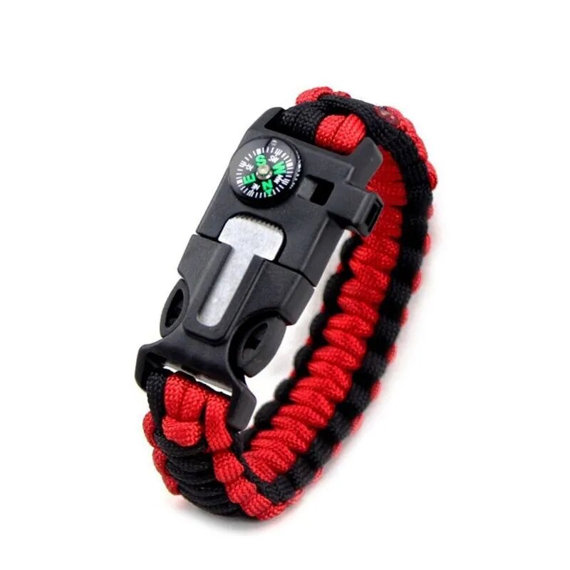 (1 шт.) Многофункциональный браслет для выживания с компасом "пять в одном"-черный и красный