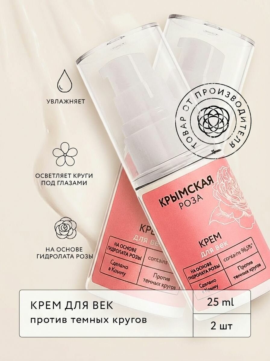 (2шт) Крем для век Rosa Ab Origine против темных кругов на основе гидролата розы, 25 мл