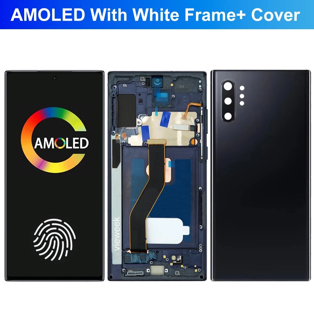 Note 10 + N975F N975F/DS AMOLED экран для Samsung Galaxy Note 10 Plus ЖК-дисплей с сенсорным экраном и дигитайзером в сборе, замена Black Frame I Cover