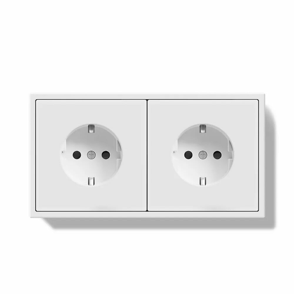 Встроенная Розетка BSEED двойная 2 пост, Настенный розетка с когтями,16А 250В, PC рамка Белая