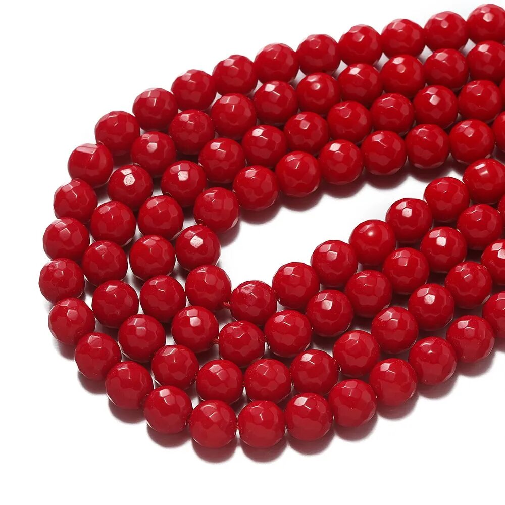 Бусины круглый 6 мм, Коралл, стекло, около 67 шт, для браслетов, бус, украшений, Цвет красная