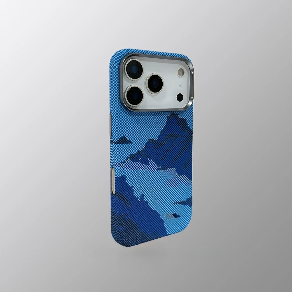 Чехол для iPhone 17 Pro Max, синий, pattern 6, Snow Mountain