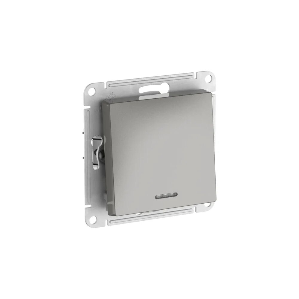 1-клавишный выключатель с подсветкой Systeme Electric ATLASDESIGN, сх.1а, 10АХ, мех, быстрозажимные клеммы, сталь ATN000913S