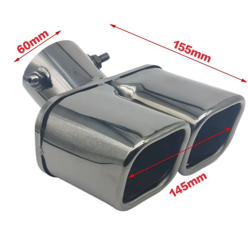 QMTI Глушитель, диаметр 60 мм, длина 165 мм арт. dual-square-bent-black-60mm