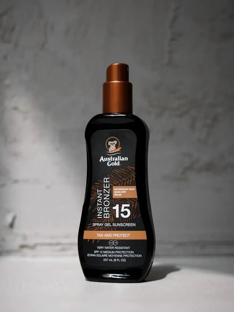 Спрей-гель для загара на солнце Australian Gold SPF 15 Spray Gel BRONZER 237 мл