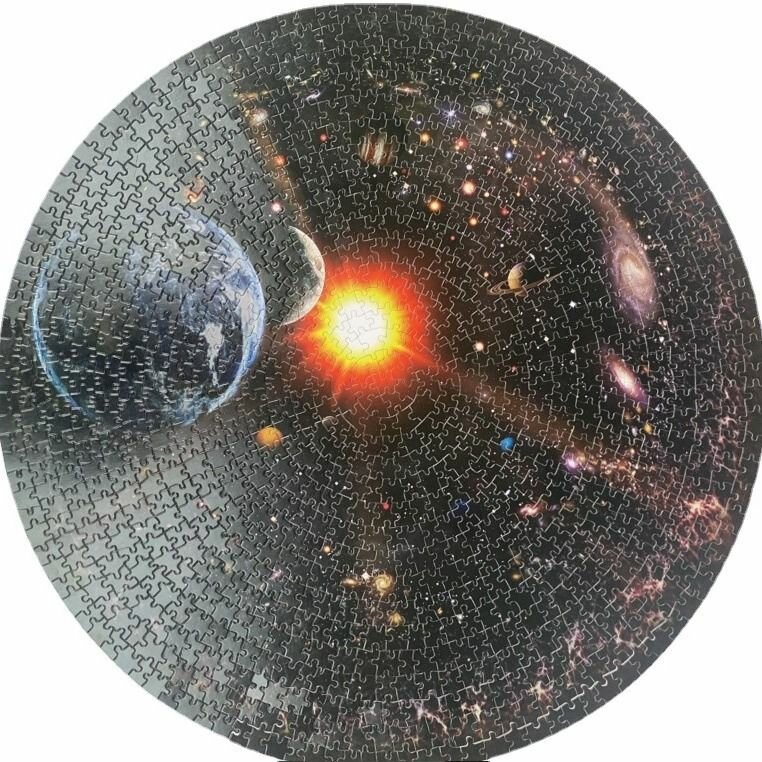 Круглый пазл из 1000 элементов "Universe Space Puzzle" - сложная плоская головоломка с обучающей зодиакальной тематикой и антистрессовым эффектом.