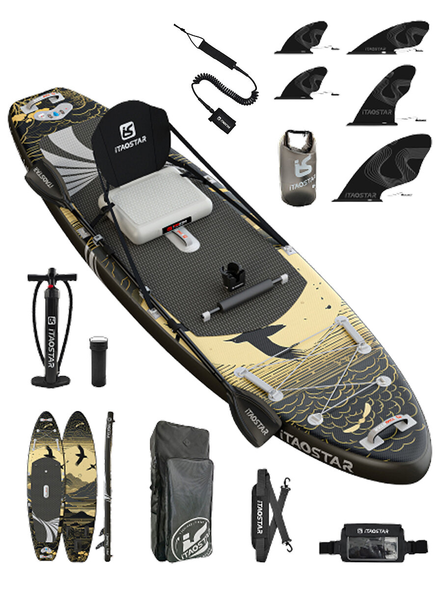 Сапборд iTaoStar Novelty 11.6x35x6 N01D с сиденьем (сап-каяк) (350x89x15) двухслойный надувной / доска для плавания сап борд / Sup board, SUP-доска, каяк