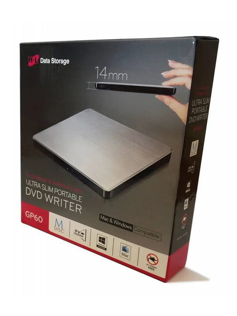 Привод DVD-RW LG DVD-RW GP60NS60 ext. Silver Slim Ret. USB2.0