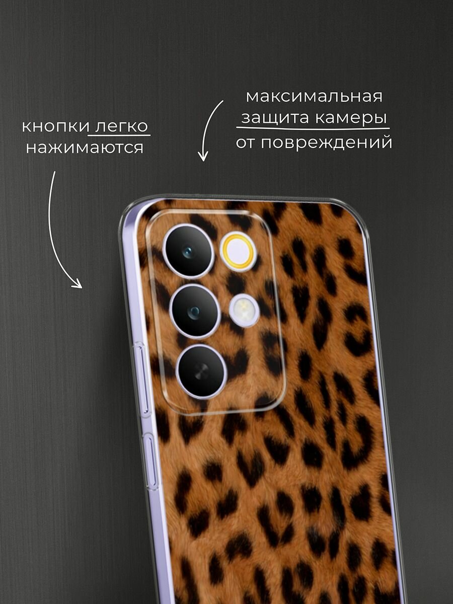 Силиконовый чехол на Realme C85 / Реалми C85 с принтом Мех леопарда — фото 1