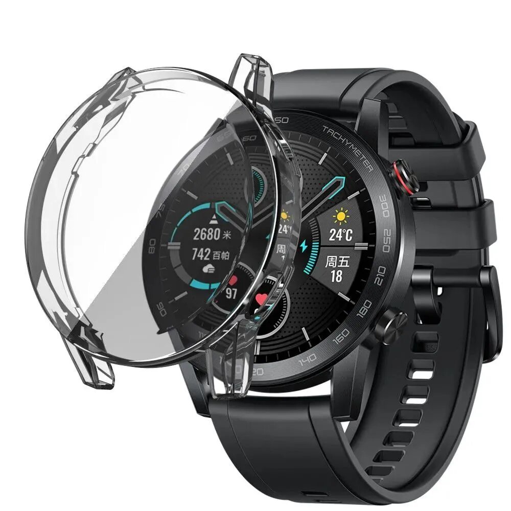 Силиконовый защитный чехол бампер для Honor Magic Watch 2 46mm с противоударными свойствами, Функция хранителя экрана