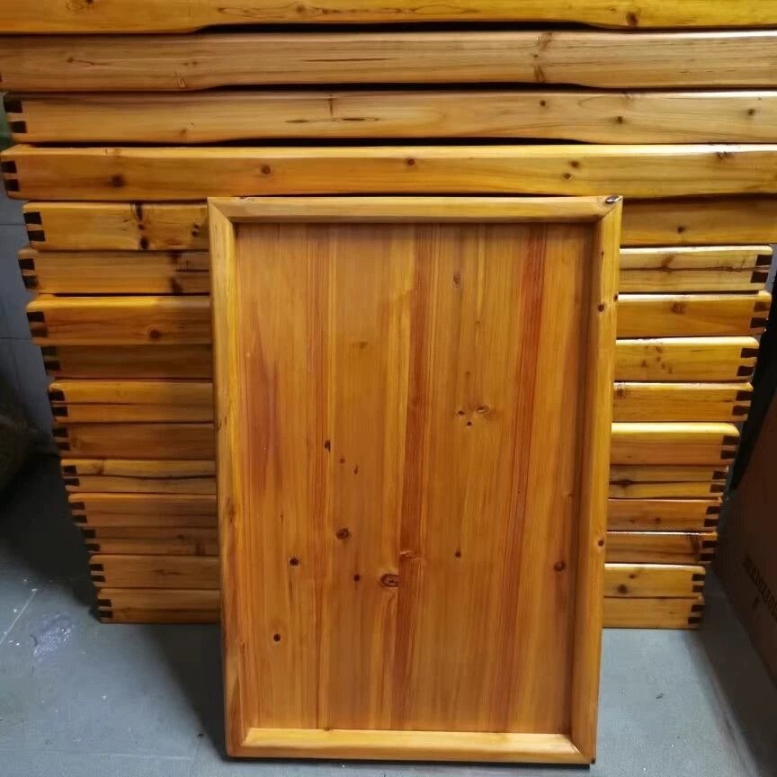 Поднос с пазом и шипом из камфорного дерева 60x40 см, золотисто-деревянная отделка для свадеб