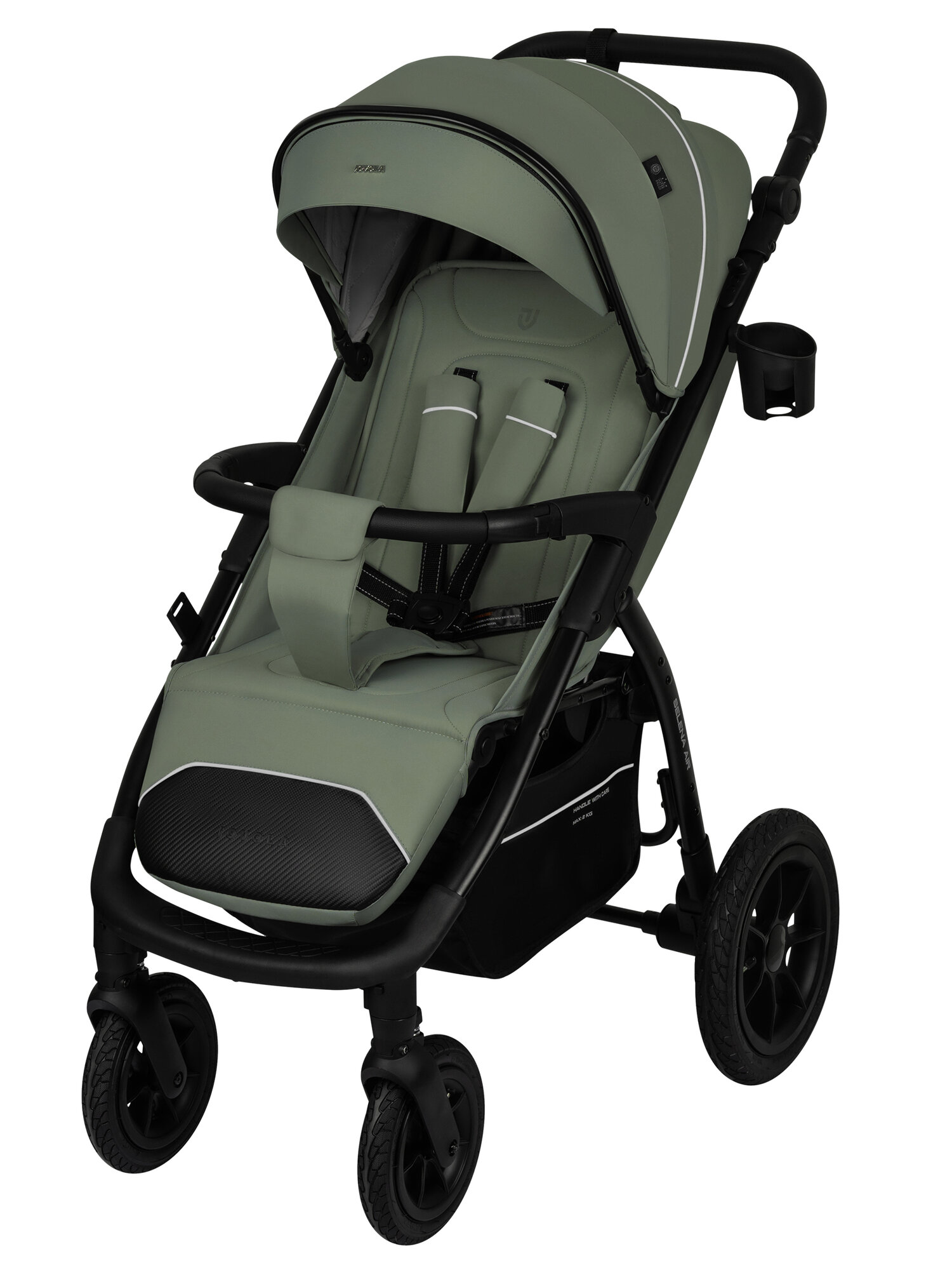 Коляска прогулочная детская Jovola Selena Air NEW с большими колесами, всесезонная, складная, зеленый