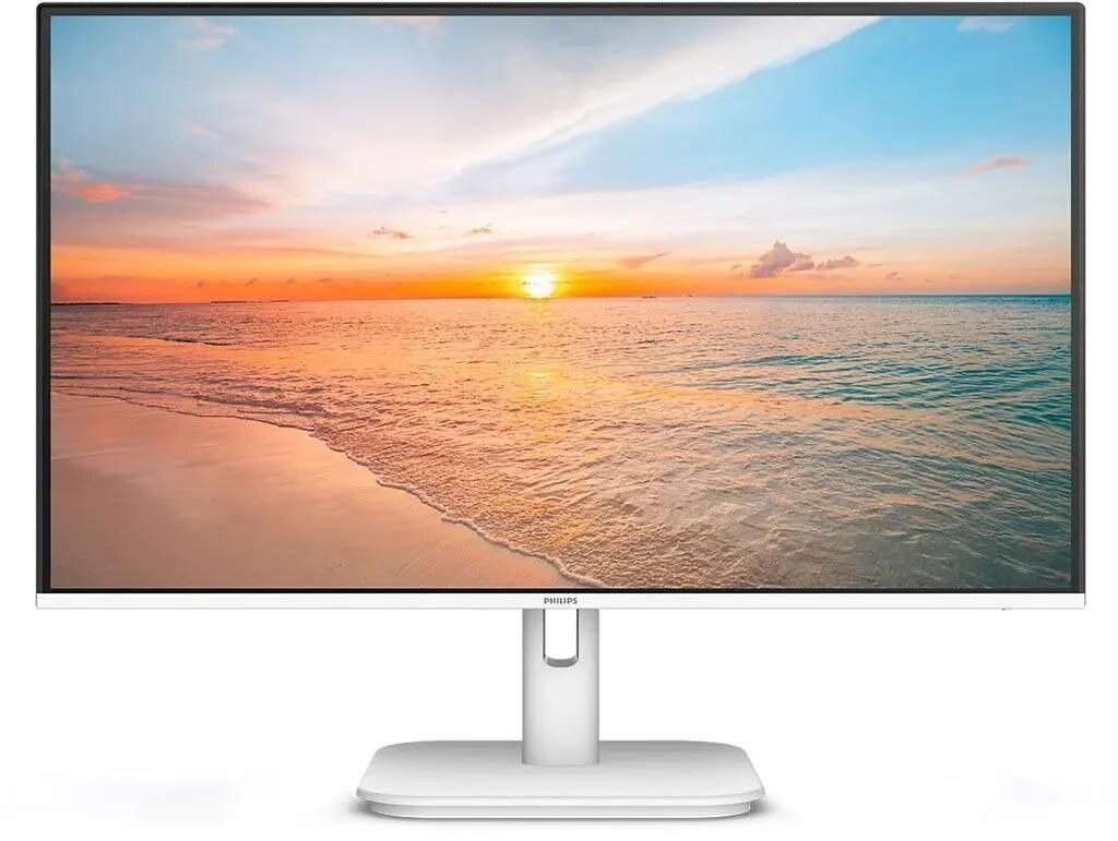 Монитор 23.8" Philips 24E1N1100AW IPS 1920x1080, 100 Гц, 4 мс, 16:9, 250 кд/м², HDMI 1.4, VGA, 3.5 мм, динамики (2x2 Вт), черный/белый