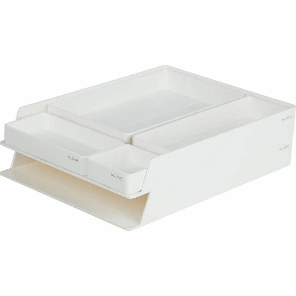 Лоток горизонтальный д/бум Deli NuSign ENS001-white 2лотка + орган-р бел, 1691751