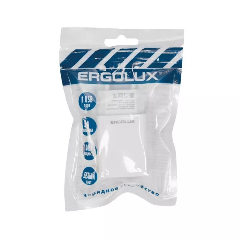 Адаптер сетевой ELX-РA02P-C01 промо 10Вт 1USB 100-220В 5В/2А бел. (пакет) Ergolux 15967