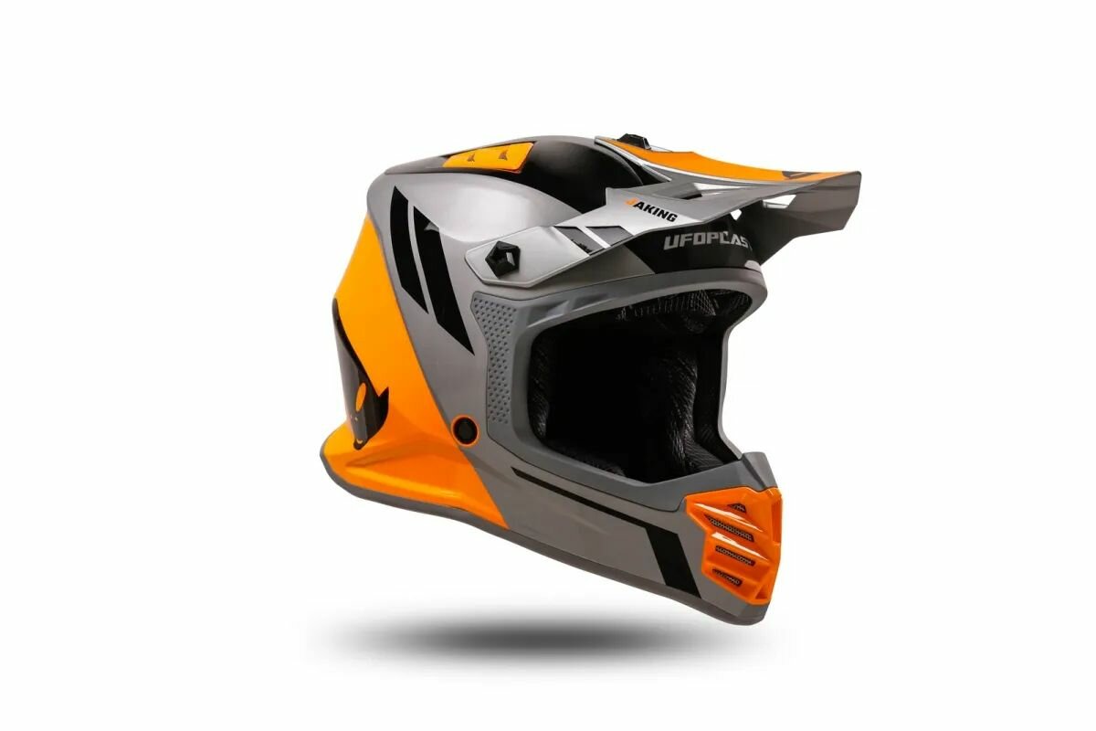 Мотошлем подростковый UFO HELMET BOY KOREY Grey/Orange, (HE13600#EF-YS)