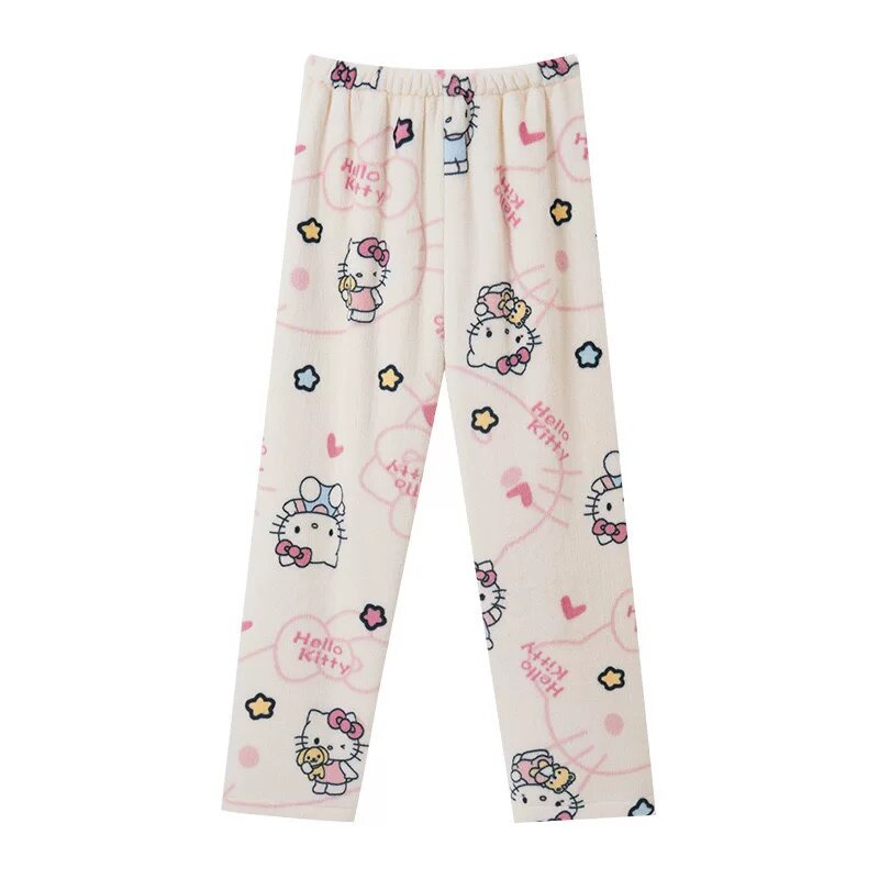Пижамные штаны Hello Kitty в стиле аниме, модель Y2K, женские пижамные штаны, повседневные пижамные штаны для пары с мультяшным рисунком. Размер: L --- 50-60 кг