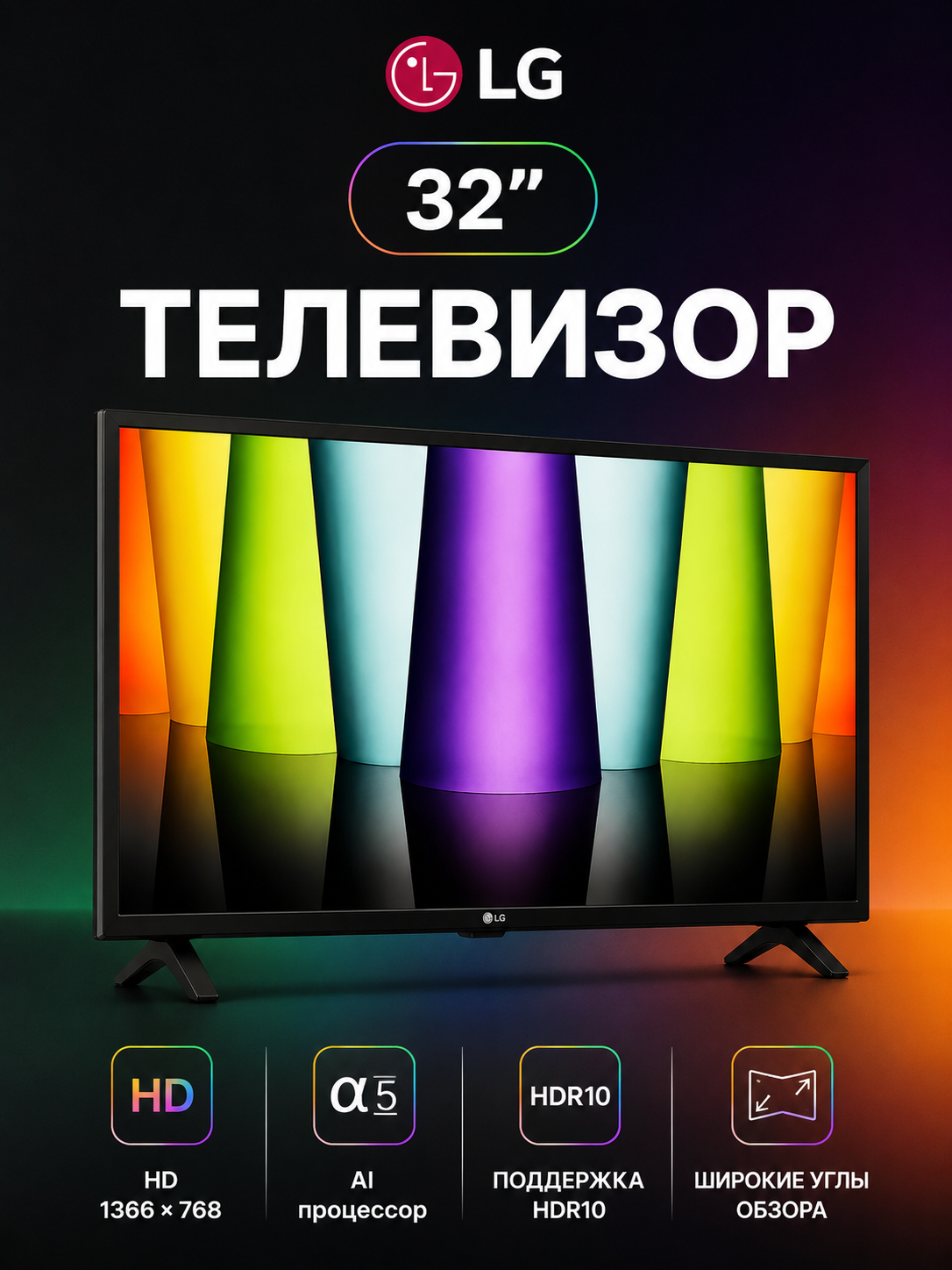 Телевизор LG 32LQ63006LA, диагональ 32", разрешение 1920х1080, черный