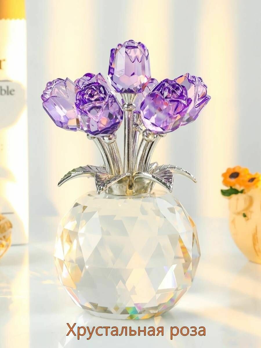1 хрустальная роза, 13*7 см