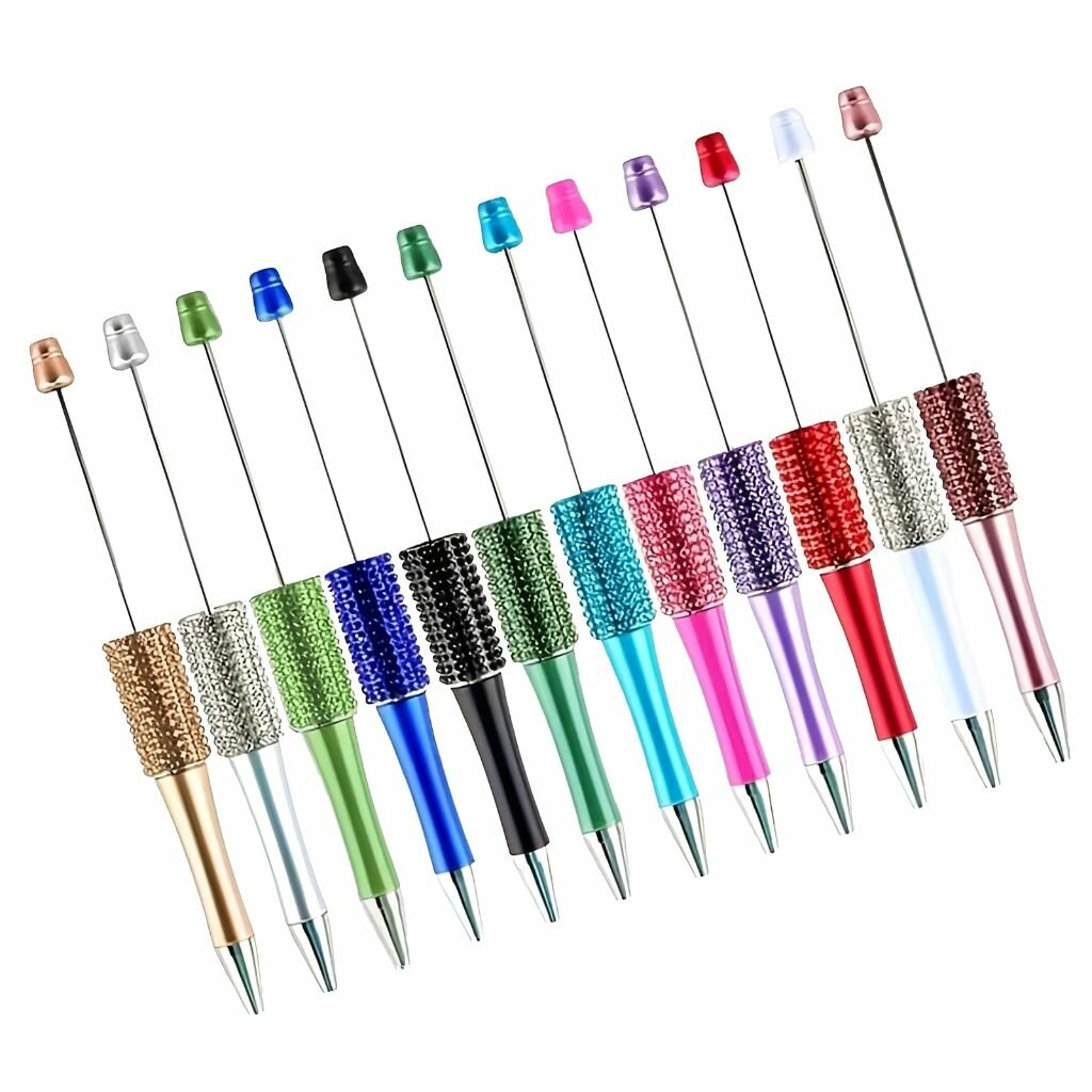 12 шт, цветной набор шариковых ручек из бисера, инкрустированных бриллиантами, сделай сам