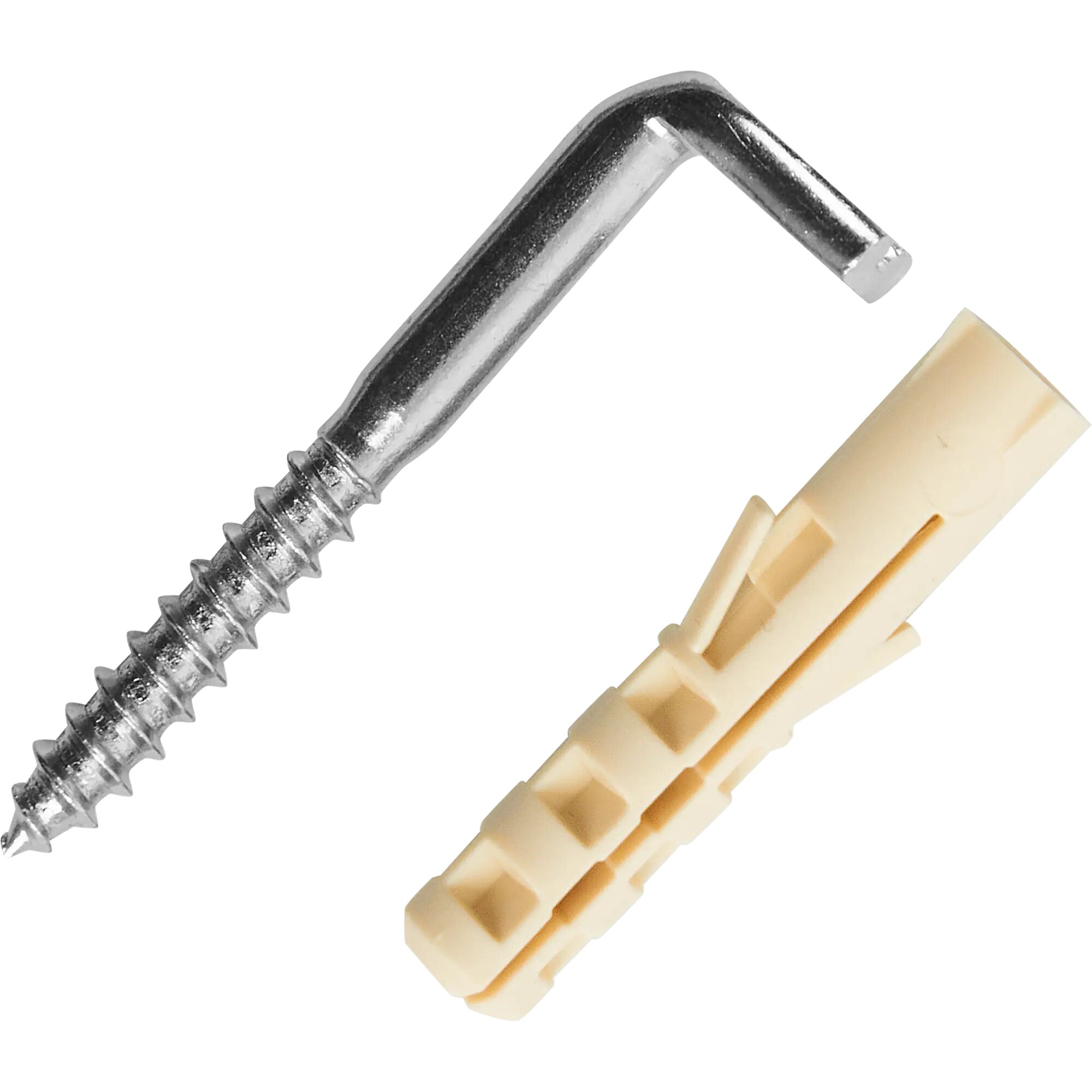 Крюк-шуруп L-образный 5.1x50 мм из нейлона, набор 2 шт крепежа элементов в пластике