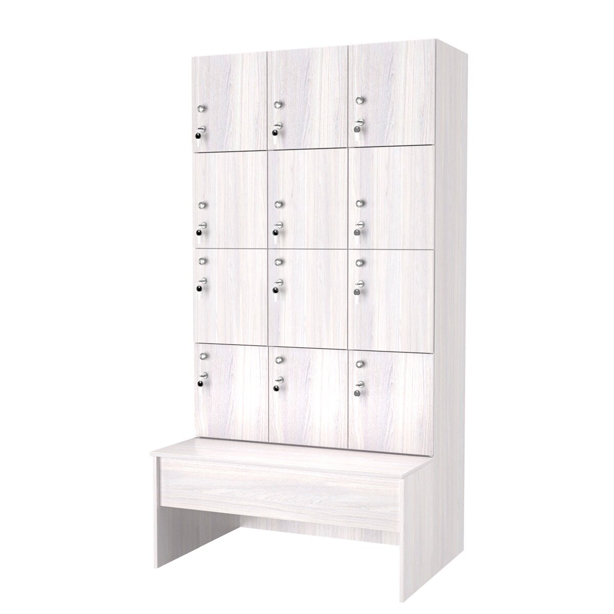 Шкаф для раздевалок со скамейкой комбо-квартет №3-1, Ясень Анкор светлый