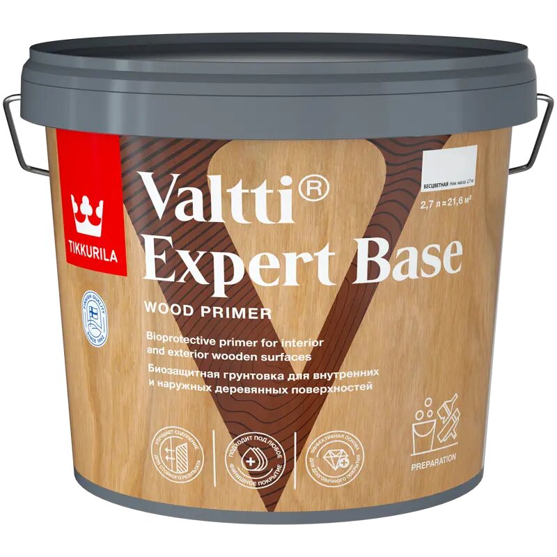 Грунт-антисептик Tikkurila Valtti Expert Base прозрачный 2.7 л