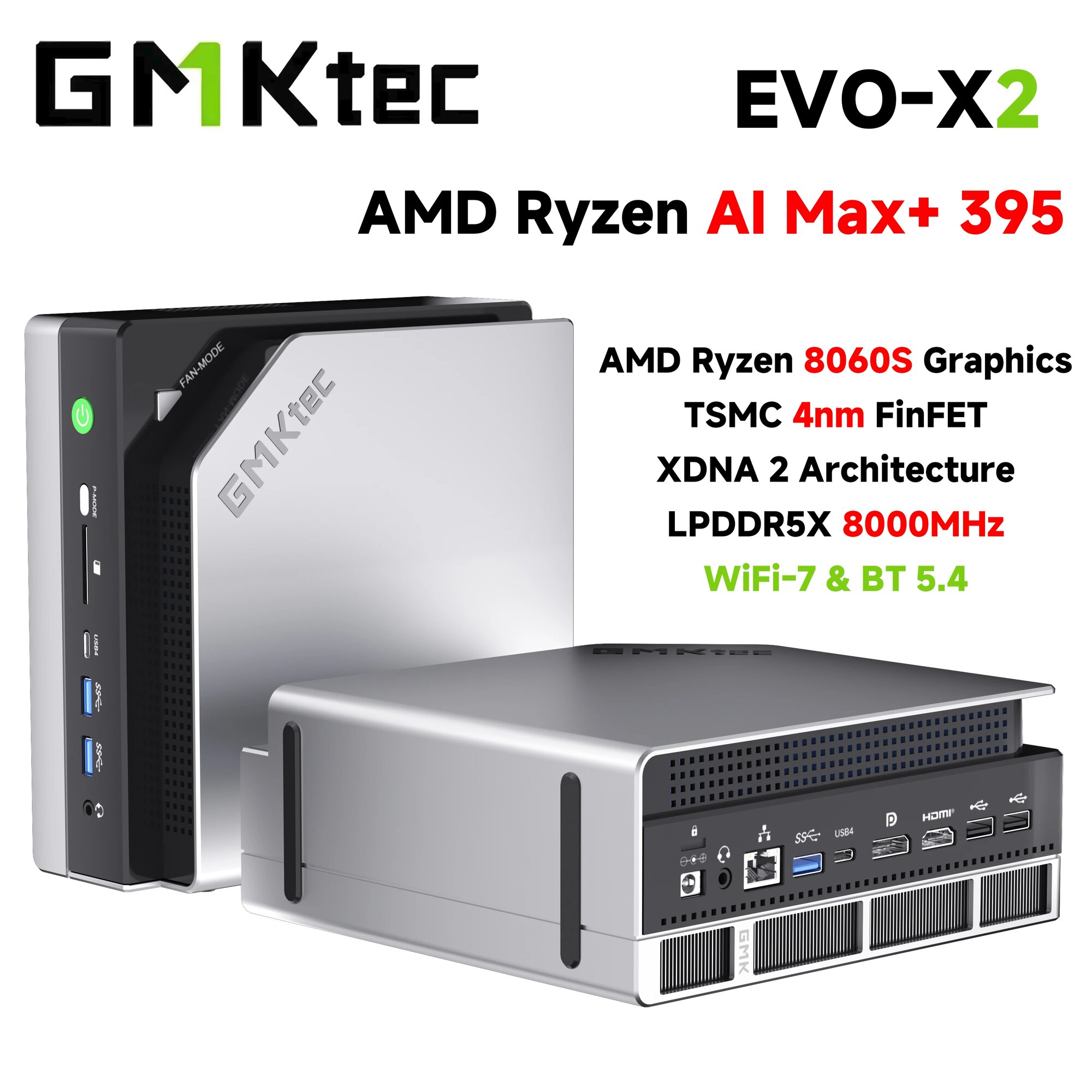 Мини-ПК GMKtec EVO-X2 Ryzen AI Max+ 96GB 2TB SSD, EU