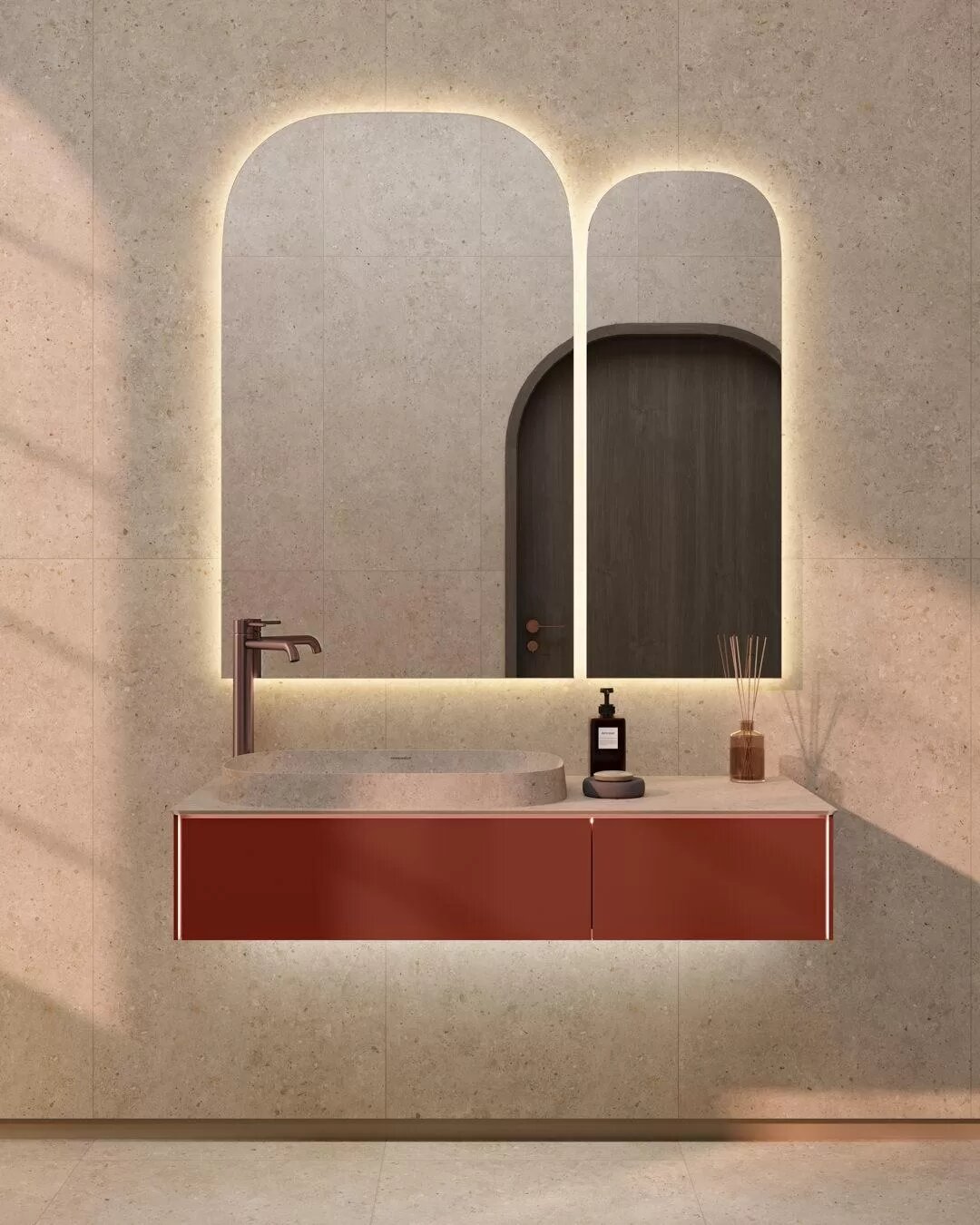 Зеркало VETRATA R 720х1155 мм, сенсор со сменой цвета подсветки и антизапотевание, белое