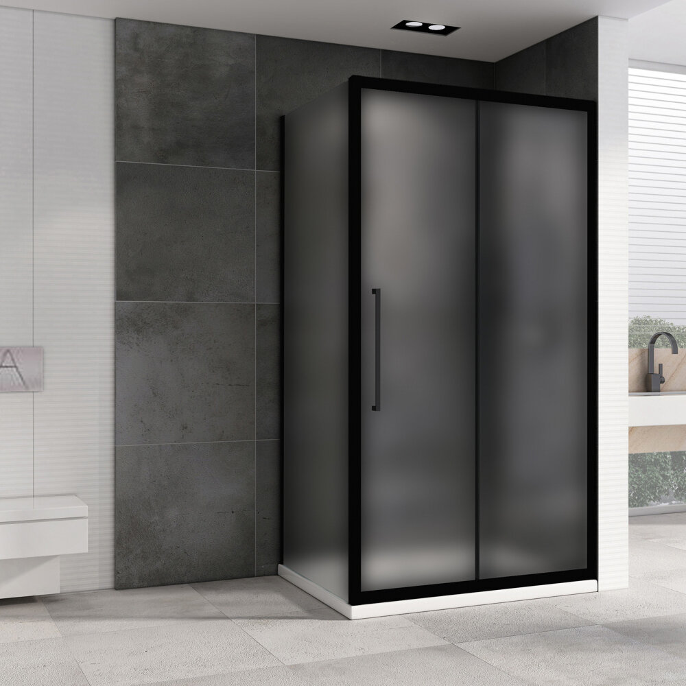 Душевой уголок Abber Schwarzer Diamant AG30130BMH-S100BM 130x100, профиль черный, стекло матовое