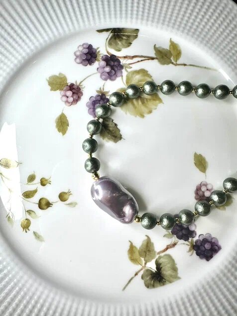 Колье, жемчуг барочный, жемчуг имитация