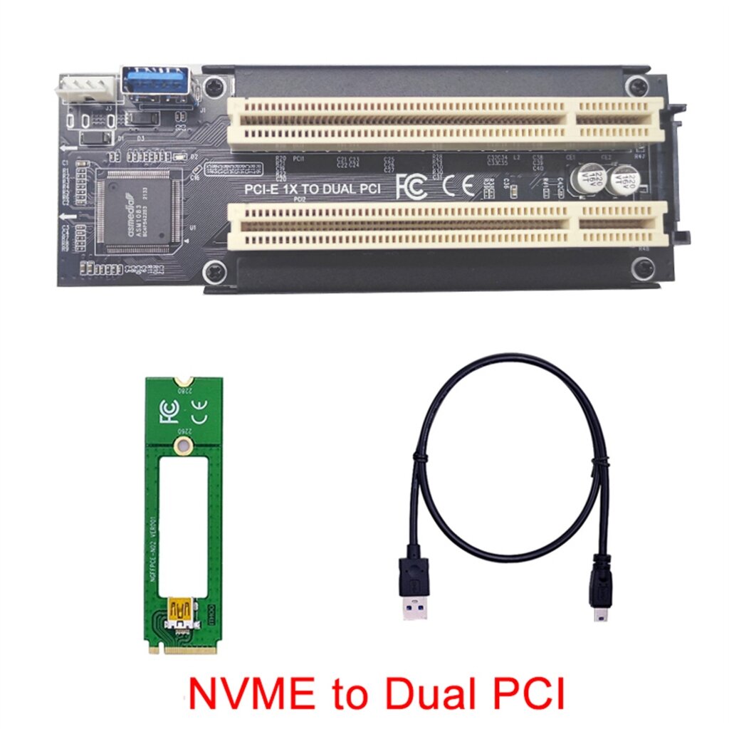 Высокоэффективный адаптер-конвертер NVME/Mini PCIE/PCI-Express X1 в Dual PCI Risers Card Кабель USB 3.0 для аксессуаров для ПК