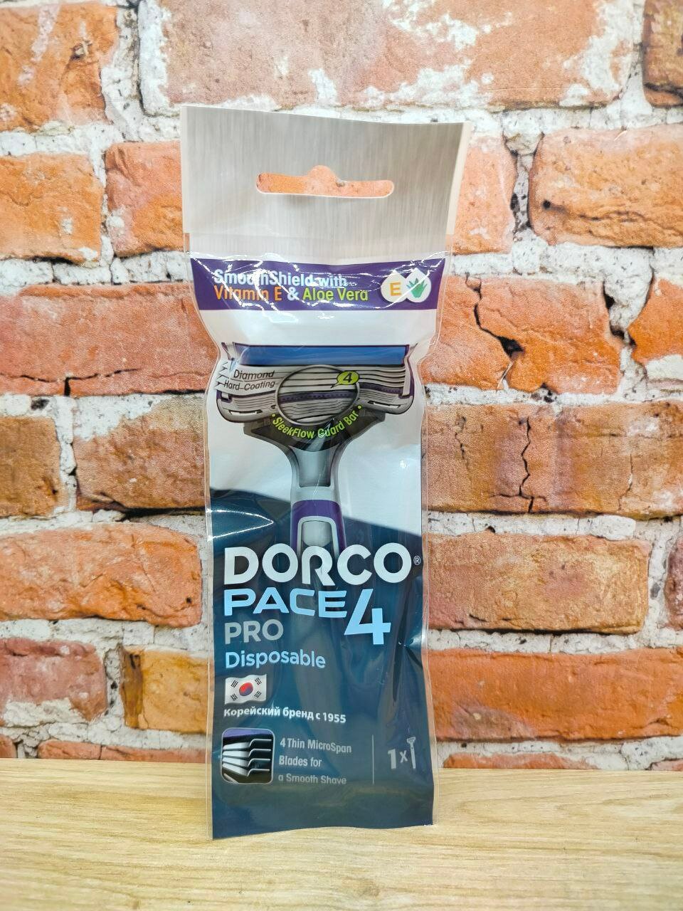 Dorco PACE 4 PRO Одноразовый бритвенный станок мужской 4-ех лезвийный с плавающей головкой