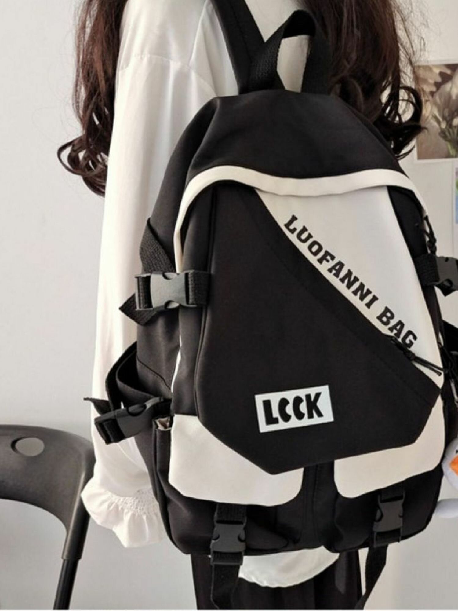 Рюкзак школьный для девочки черный / Рюкзак корейский Y2K милый для школы модный YZ