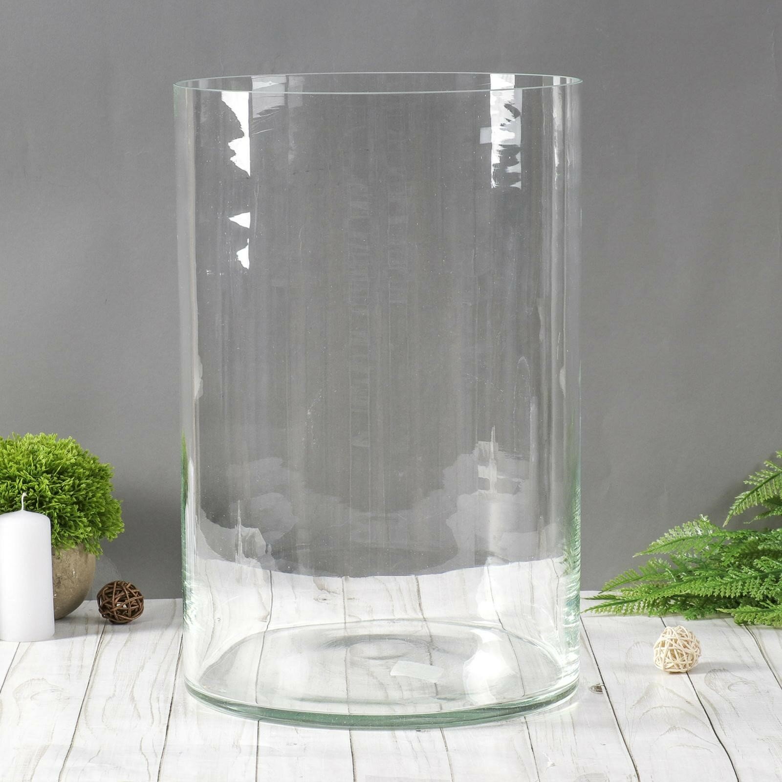 Ваза Evis «Трубка 250», 17 л, высота 38 см, диаметр 25 см, стекло, прозрачная