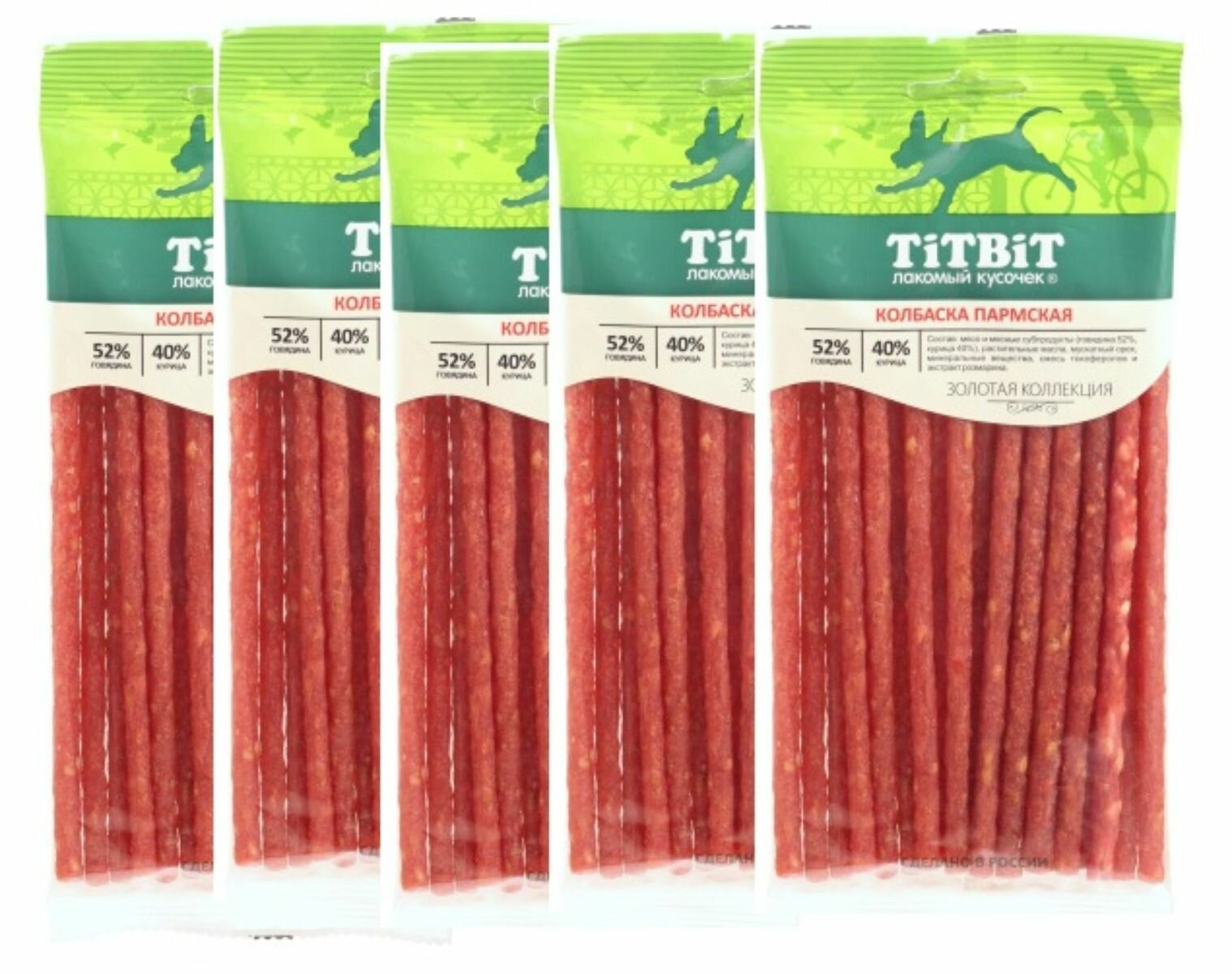 TiTBiT Золотая коллекция Лакомство для собак Колбаса Пармская 120г (5шт)