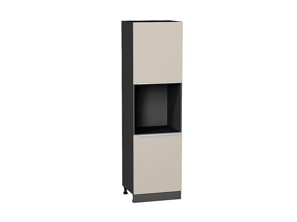 VVT Шкаф пенал с 2-мя дверцами под технику Фьюжн Graphite, Cream Silk, 2140 В*Ш*Г 2132*600*576, фасад МДФ Cream Silk, корпус Graphite Cream Silk