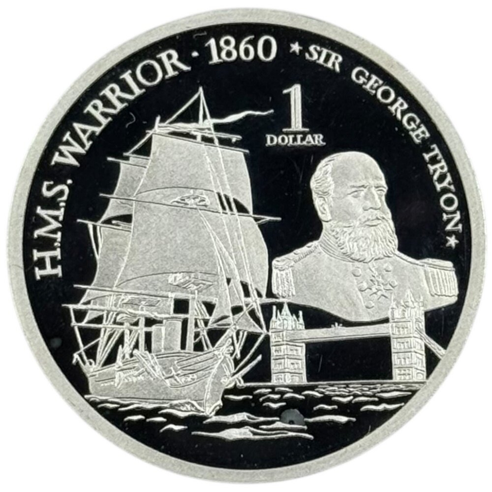 Соломоновы острова 1 доллар 2009 г. (Корабли и исследователи - HMS Warrior, Джордж Трайон) (Proof)