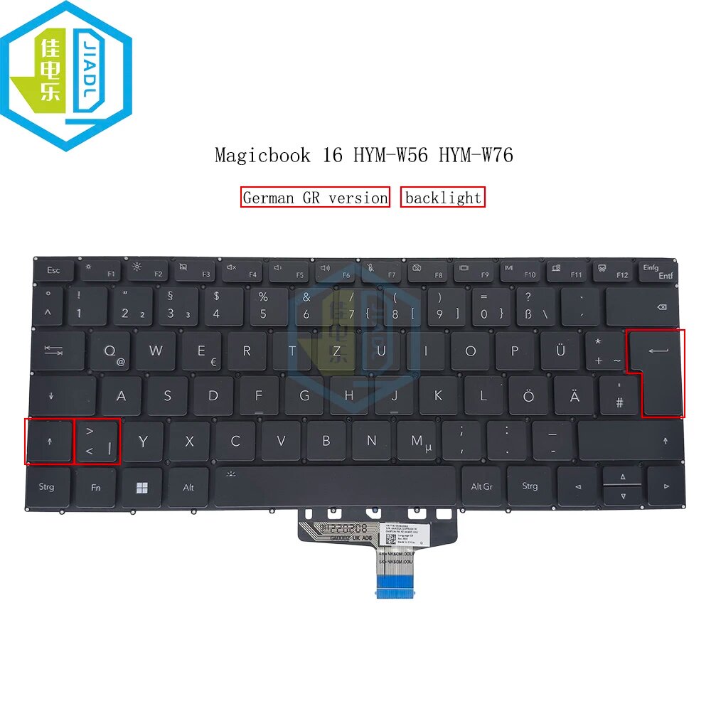 Клавиатура OVY черная с подсветкой для Huawei Honor Magicbook 16 GR German backlit