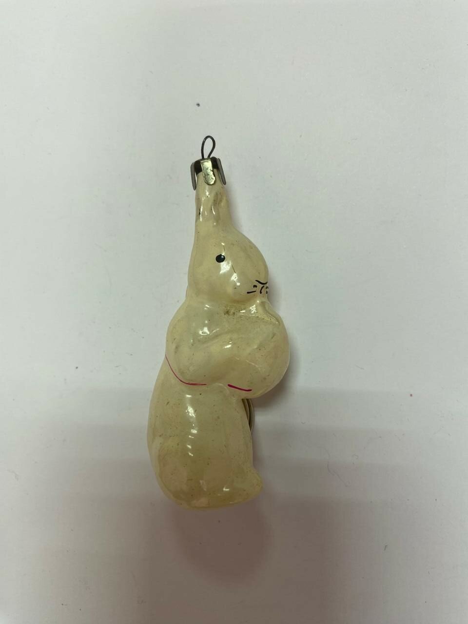 Игрушка на елку Заяц с барабаном на подвесе Винтаж из СССР