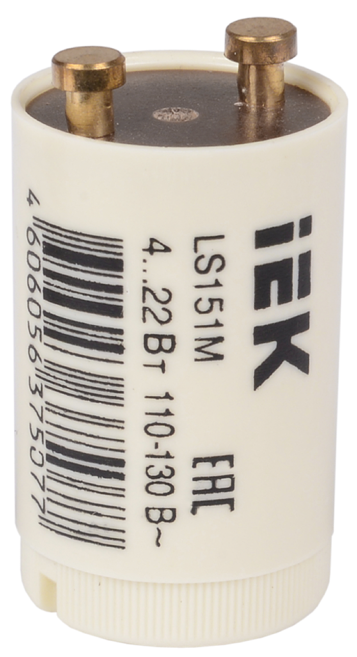 Стартер для люминесцентных ламп IEK / ИЭК LS151M с последовательным и одиночным включением, 110/130В, 4/22Вт / освещение