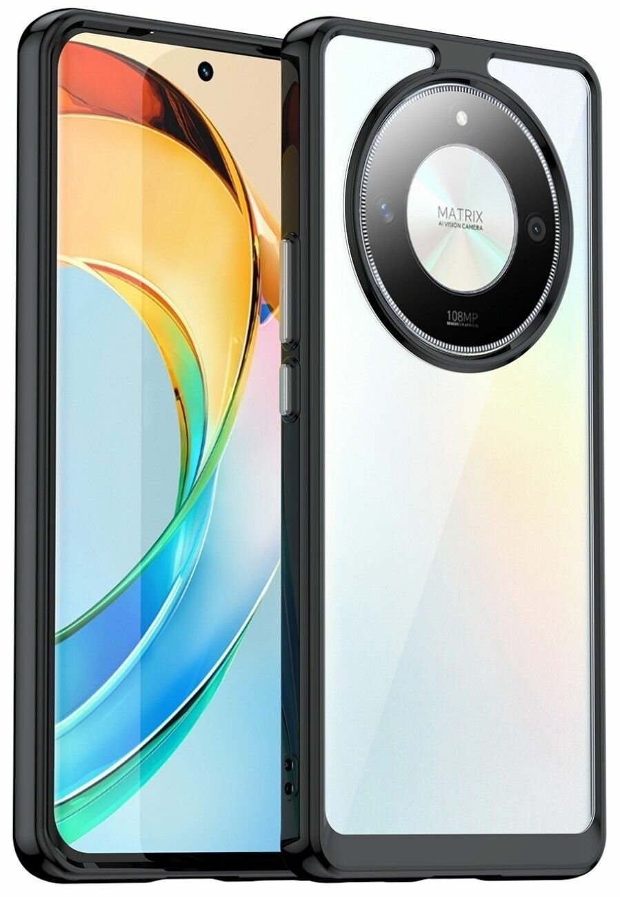 Чехол на Honor X9b пластиковый с силиконовой окантовкой чёрный