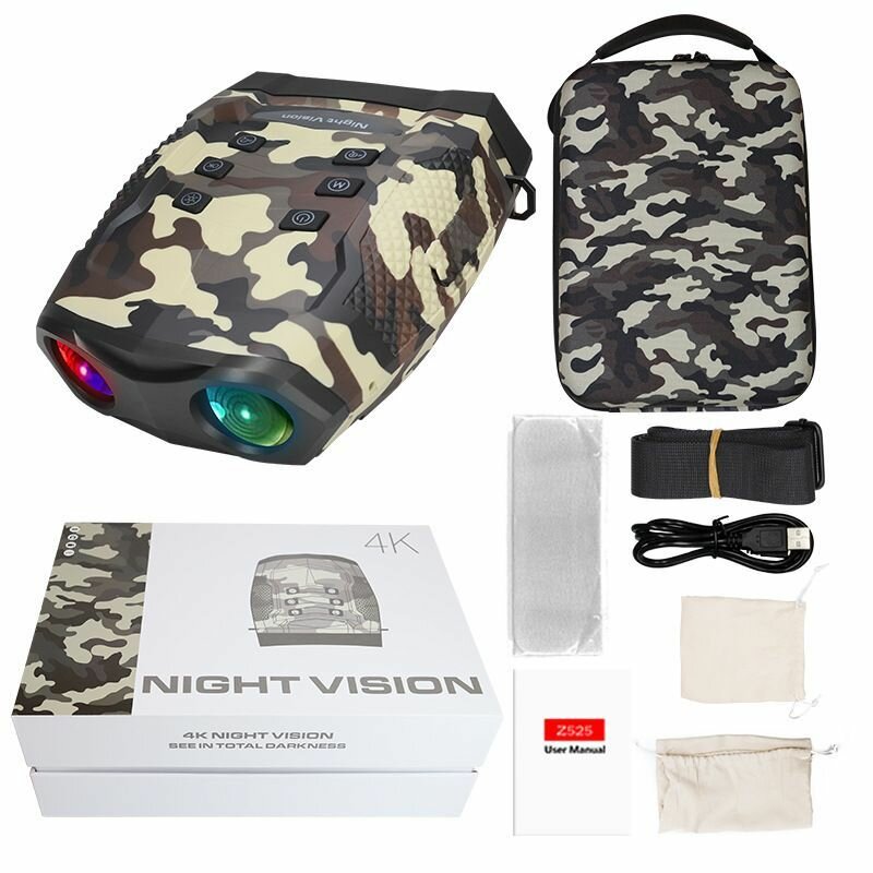 Прибор ночного видения Инфракрасный бинокль ночного видения 4K HD с разрешением 600 м